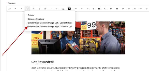 Adding Side by Side Columns (WYSIWYG)